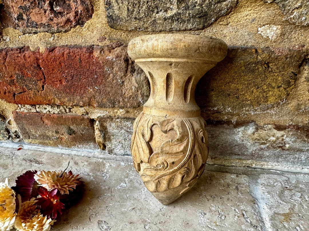 Antique Early 20th Century Wooden Corbel or Wall Sconce | Deeply Carved ...