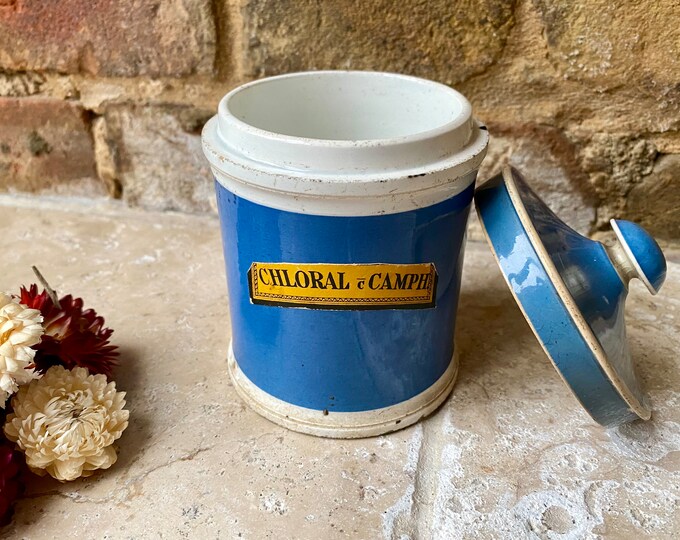 Antique Victorian English Ironstone Chloral Camph Apothecary Jar With ...