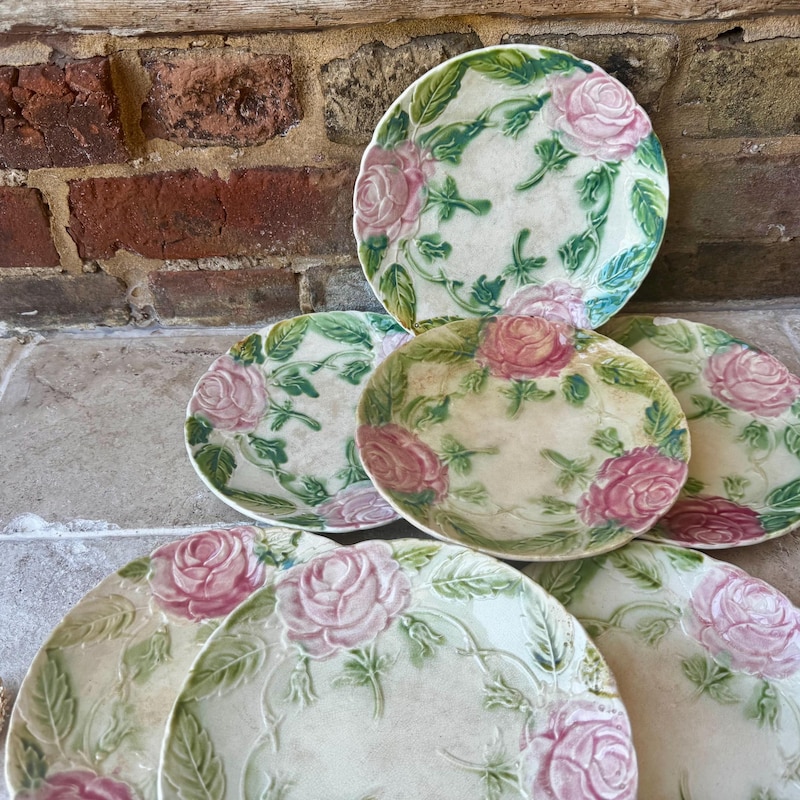 Vintage Pink Rose Plates - Etsy UK