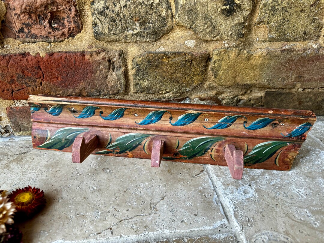 Rare Antique 19th Century Hand Painted Swedish Wall Hooks Swedish Folk ...