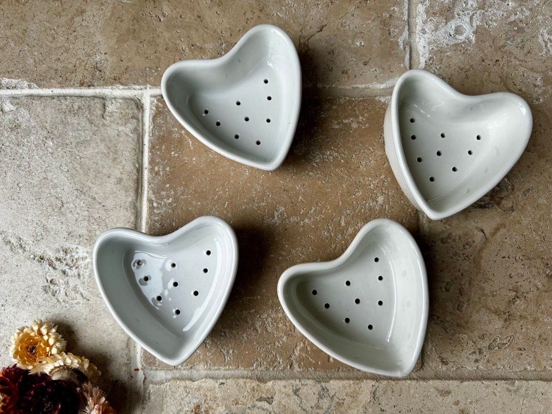 Vintage French Heart Ironstone Cheese Strainer: Apilco, Rustic Decor ...