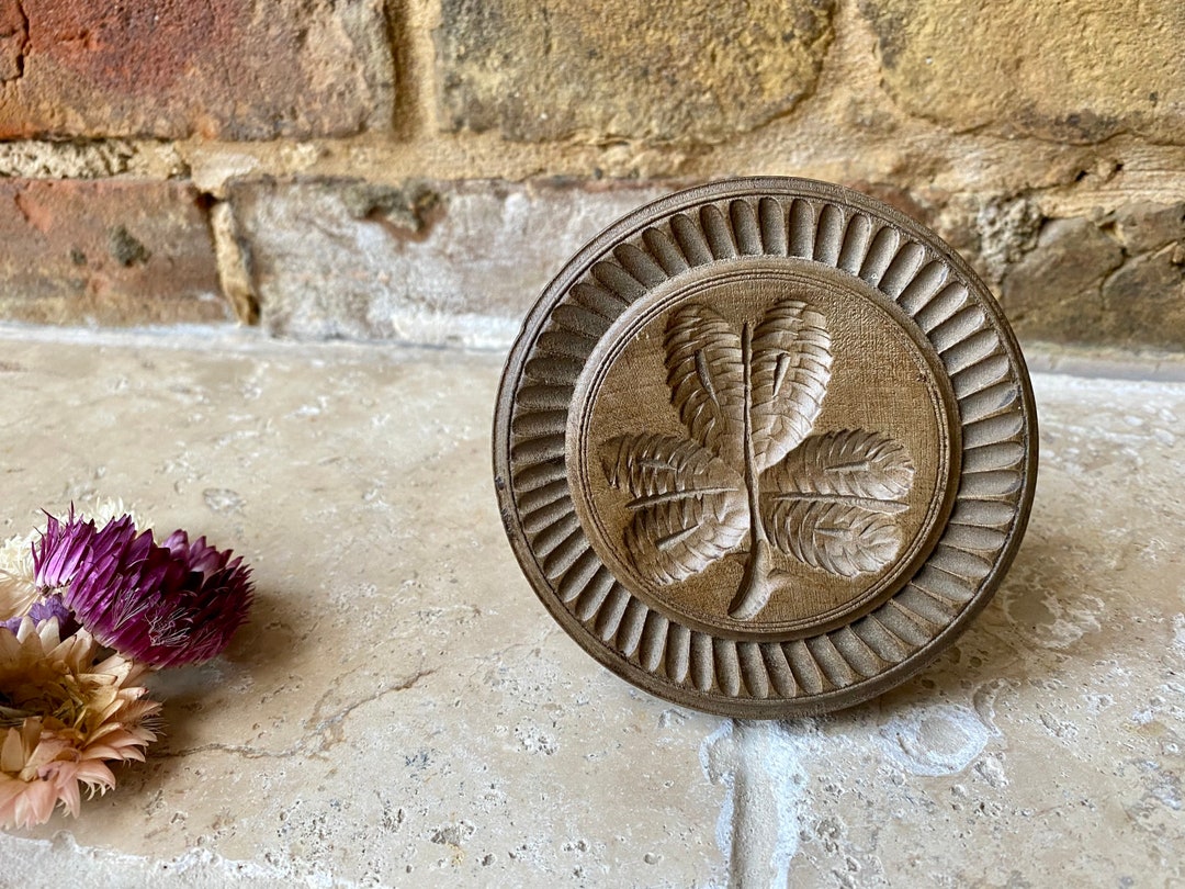 Large Antique Victorian Carved Treen Butter Stamp | Ornately Carved ...