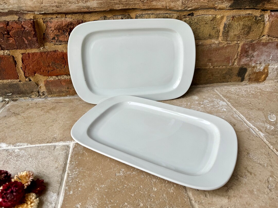 Vintage White Ironstone Rectangular Platter | Czechoslovakian White ...