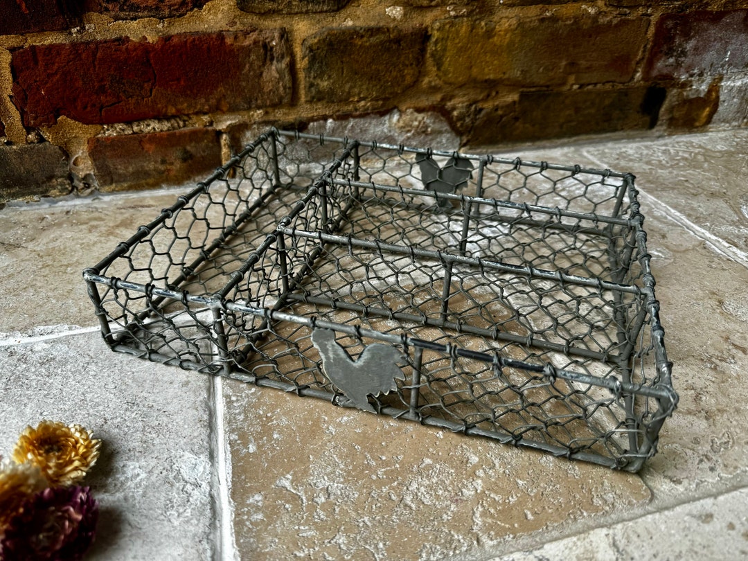 Rustic French Wirework Cutlery Tray or Drawer | Vintage Wire Trug or ...