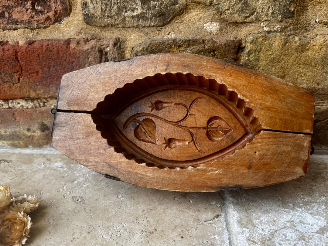 Carved Butter Brick: Rosehip Decoration, Rustic French, 19th Century ...