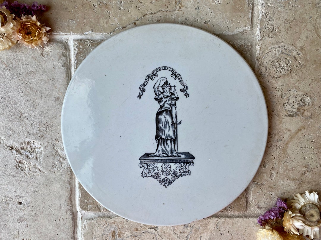 Antique Victorian White Ironstone Scale Plate With Justitia - Etsy