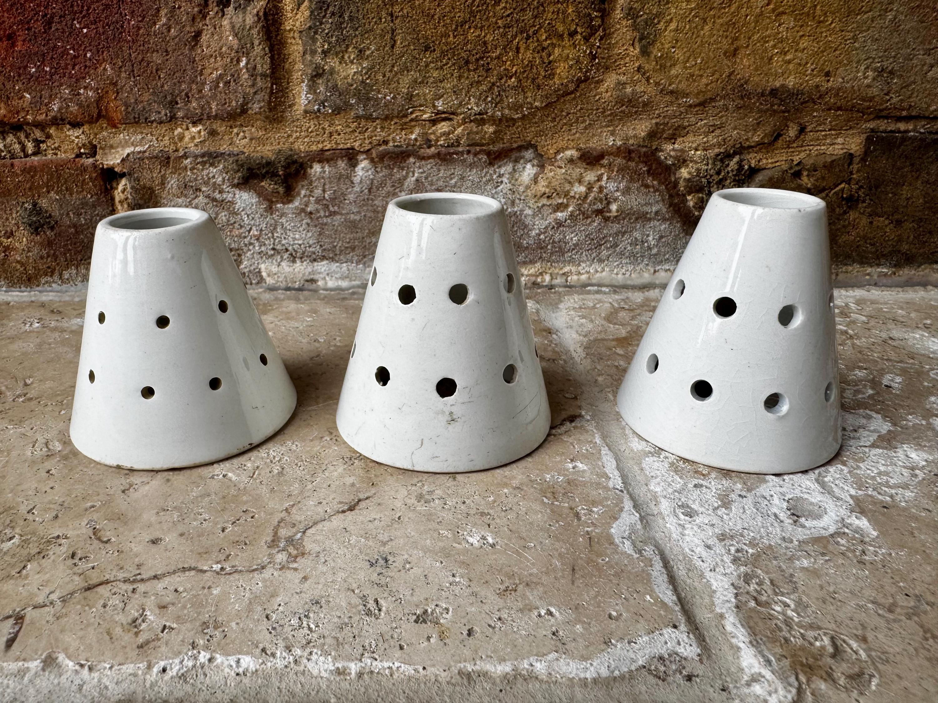 Antique French White Ironstone Curd Strainer: Pierced Ceramic Faisselle ...