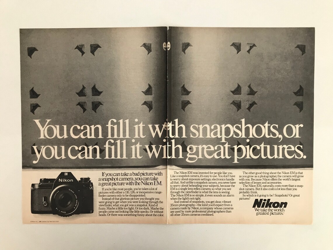 Nikon EM Vintage 1981 Print Ad | Etsy