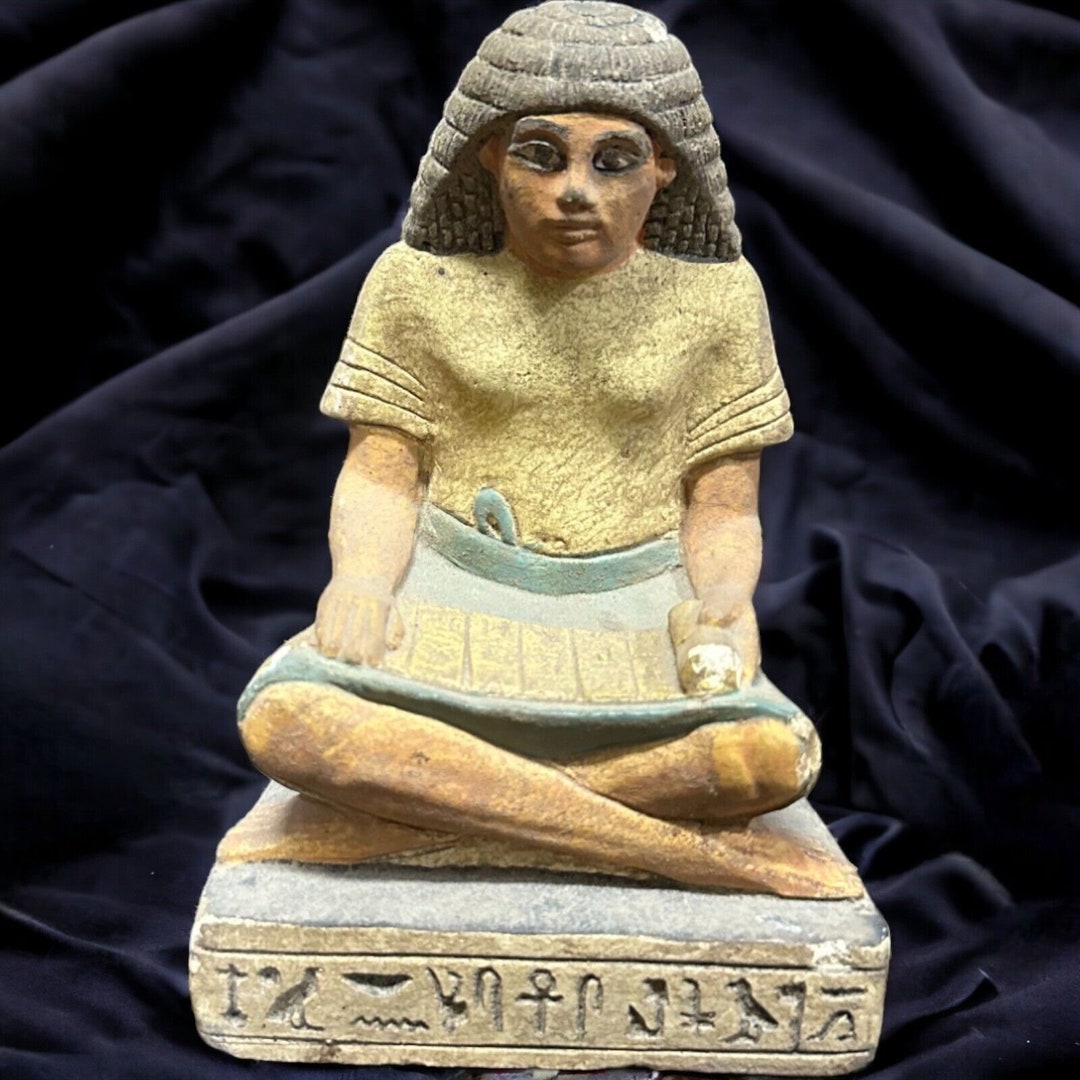 Rare Seated Scribe Ancient Egyptian Statue Timeless Wisdom Handcrafted ...