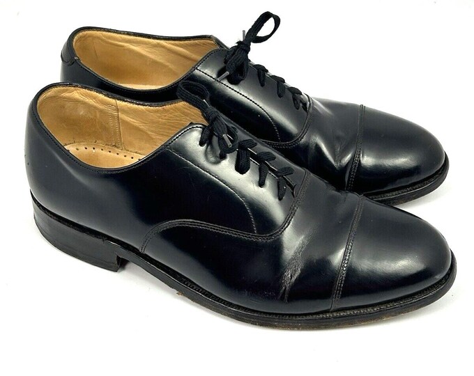 Grenson Shoes Black Oxford Toe Caps Leather Sole Vintage Made in ...