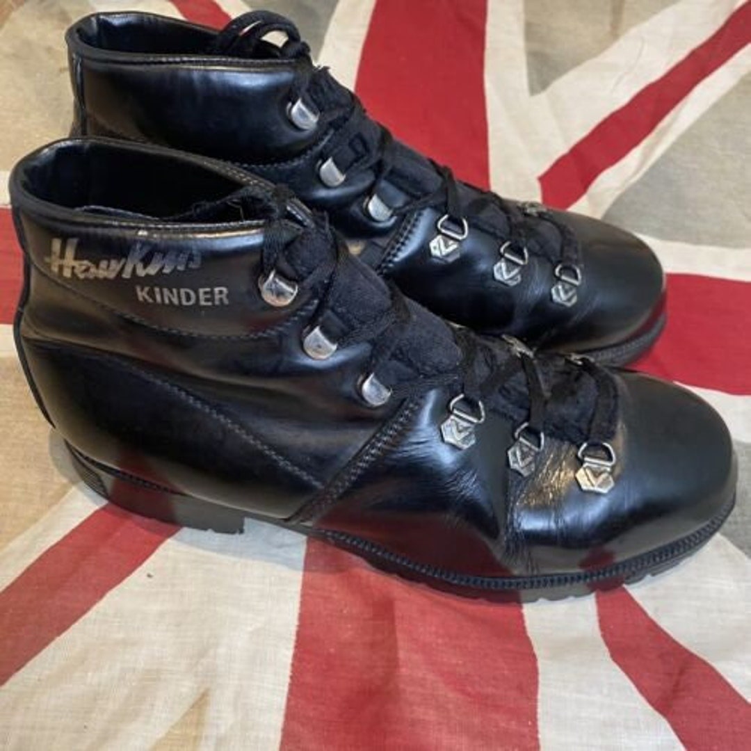 Vintage 1960s Hawkins Kinder Made in England Black Hiking Outdoor Boot ...