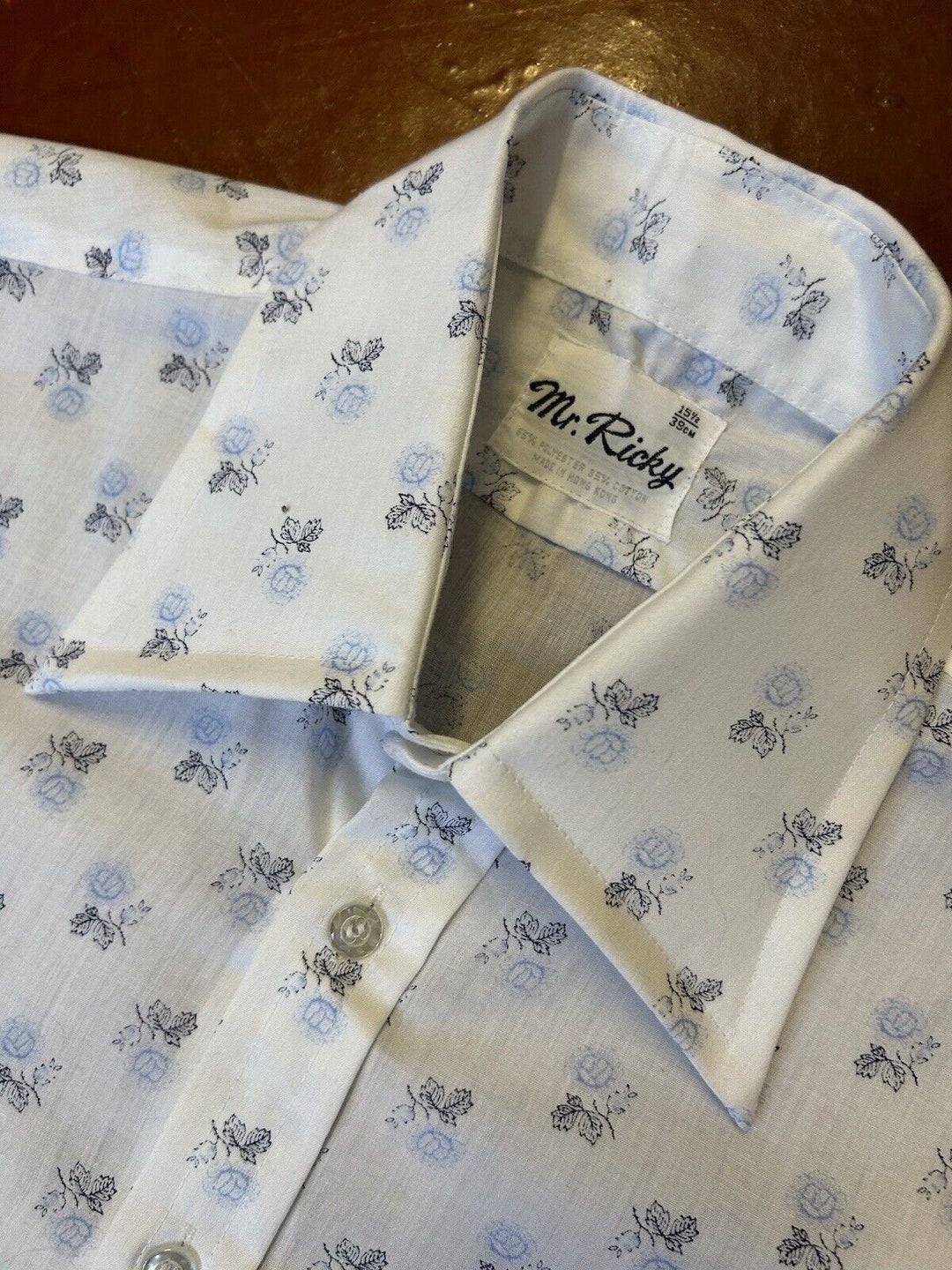 1970s Mr Ricky Permenant Press Floral Patterned Dagger Collar Shirt ...