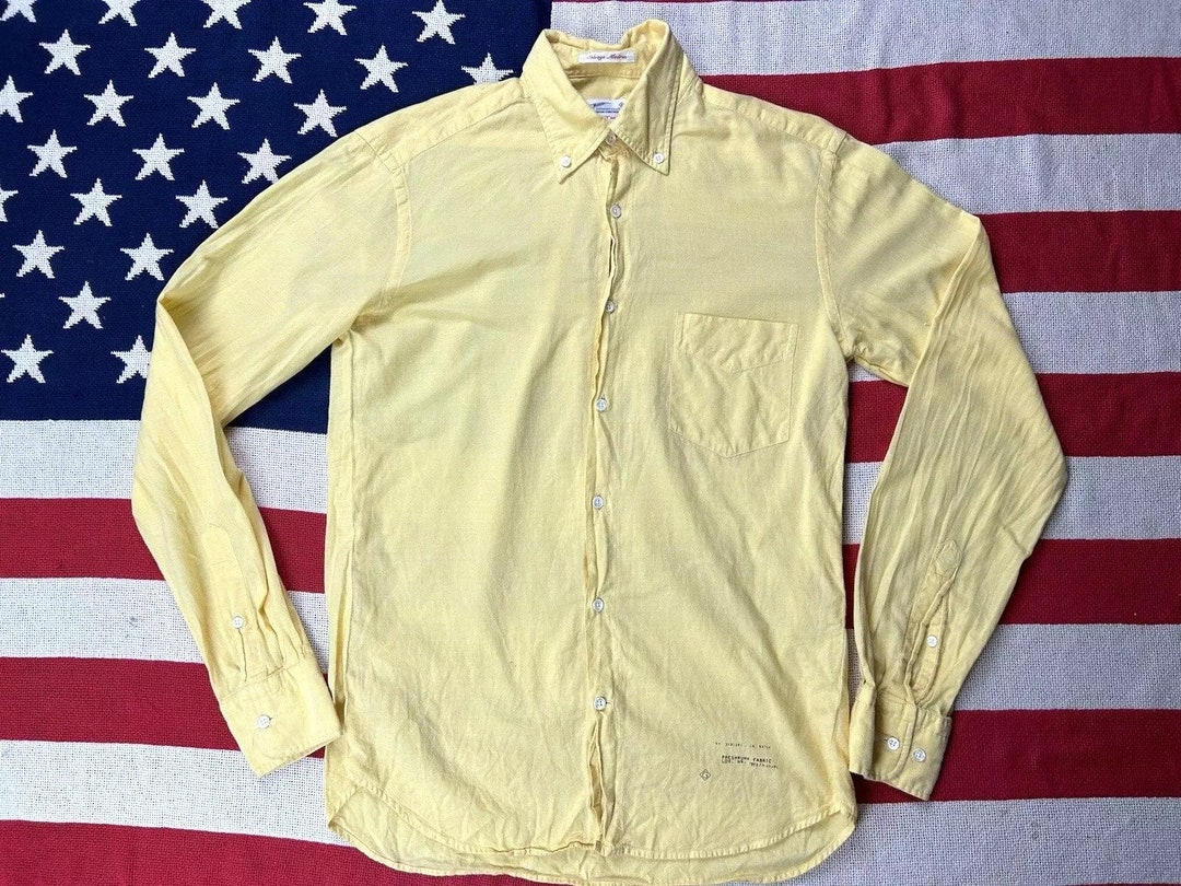 Gant the Hugger Shirt Yellow Madras Button Down Rugger Ivy League 60s ...