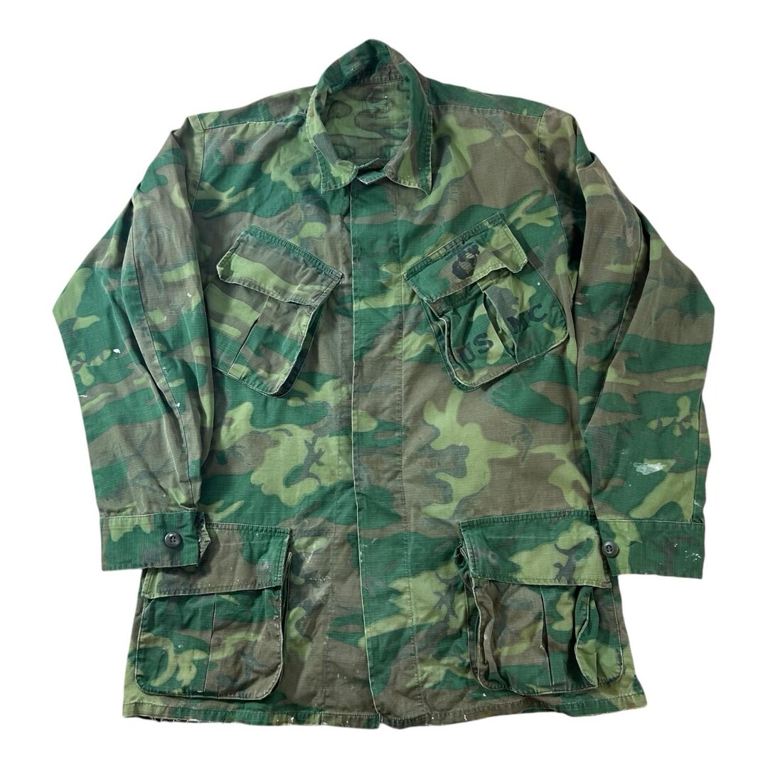 US Army ERDL Jacket Camo USMC Stencilled Vietnam War 1960s Mens Medium ...