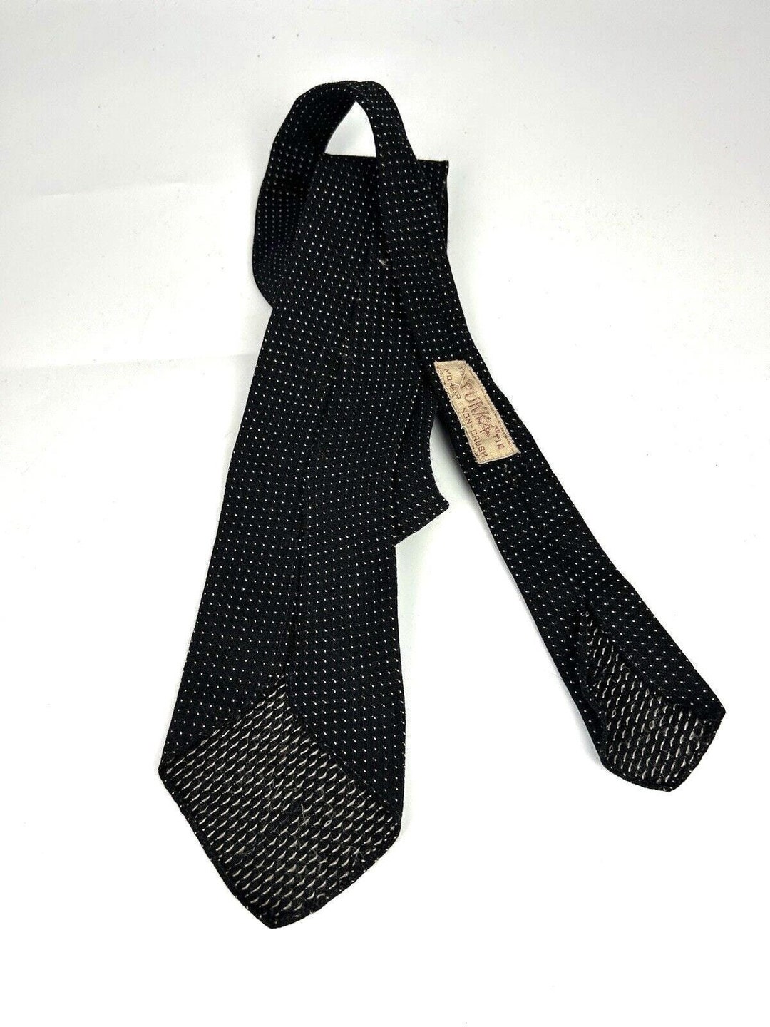 1940s 50s Vintage Tie Black Mohair Polka Dot PUKKA Unlined Jazz Swing ...