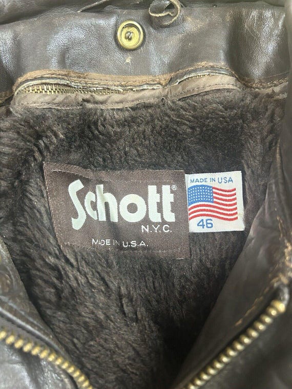 Schott Leather A2 Jacket Brown bomber USAF pilot zip … - Gem