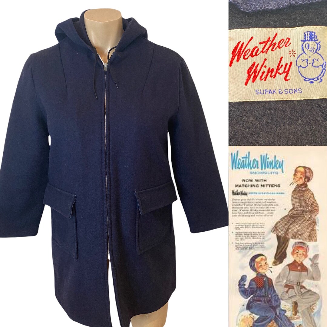 1950s Weather Winky Supak & Sons Navy Wool Talon Zipper Ladies Small ...