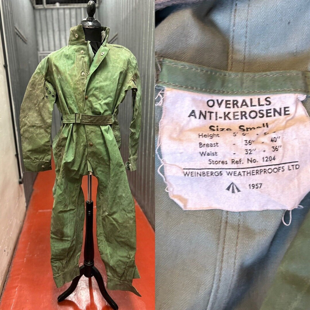 1950s British Army Kerosene Rubberized Overalls Aircraft Tanker Oil ...