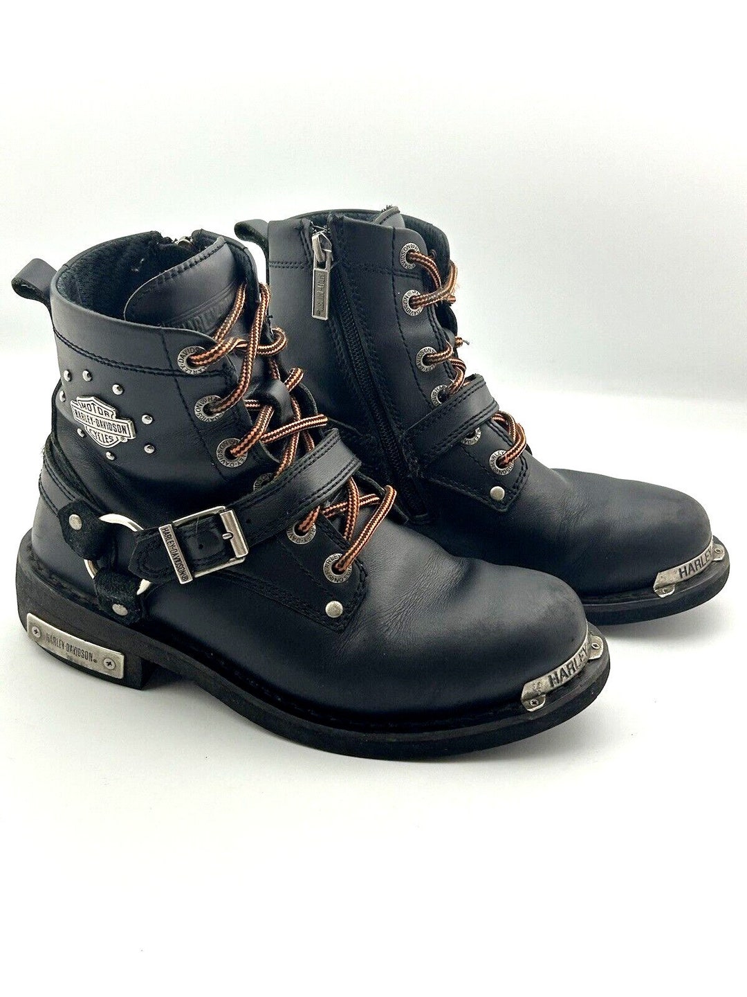Harley Davidson Womens Boots Becky Chunky Motorcycle Goth Side Zip ...