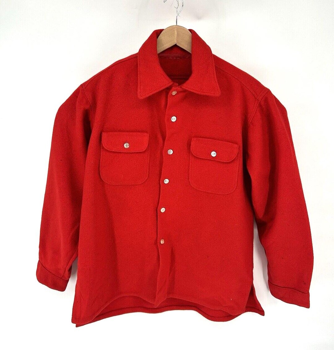 1960s Red Wool Shirt Handmade USA Workwear Hunting Outdoors Chore Mens ...