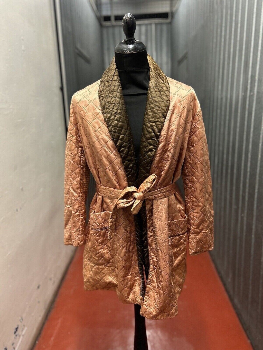 1970s Satin Silk Quilted Dressing Gown Robe Smoking Jacket Unisex M L ...