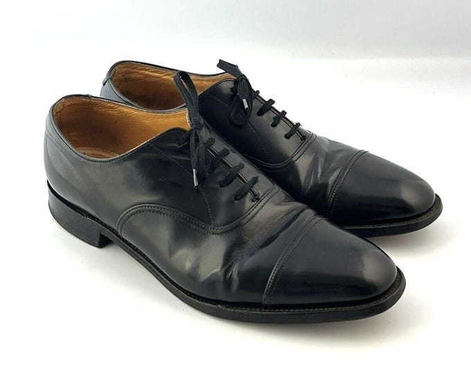 Loake Black Oxford Toe Cap Shoes Made in England Goodyear Welted Uk 9 ...