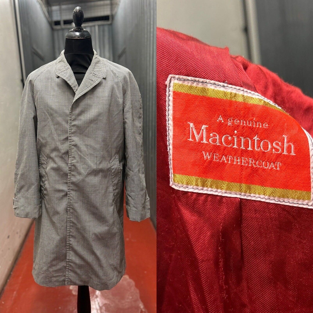 1960s Mackintosh Mac Mens Fly Fronted Gingham Dogtooth Check Rain Coat 60s Mod Size M - Etsy