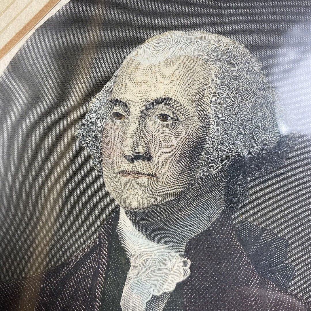 1800s Antique George Washington Coloured Engraving Lithograph Framed ...