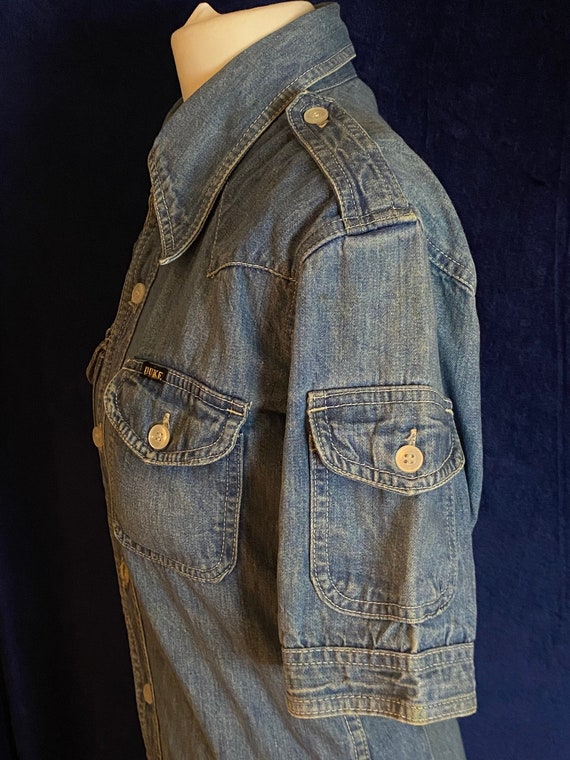 1970s original dagger collar denim cotton short sleev… - Gem