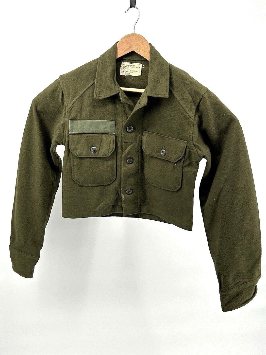 US Army Og 108 Cold Weather Shirt Cropped 1970s Vintage Military Mens ...