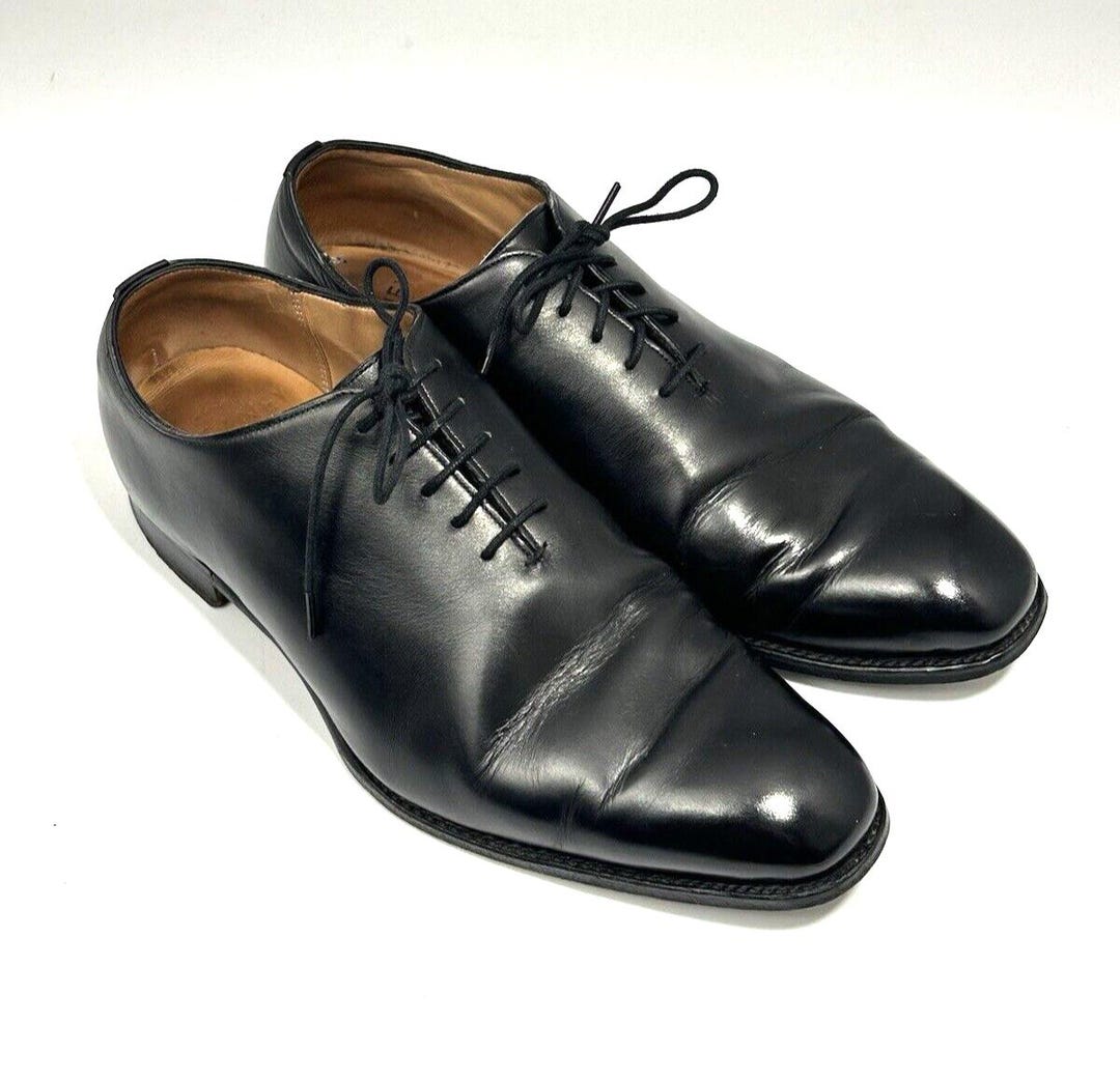 Joseph Cheaney Shoes Black Whole Cut Lace up Derby Made in England Uk 8 ...
