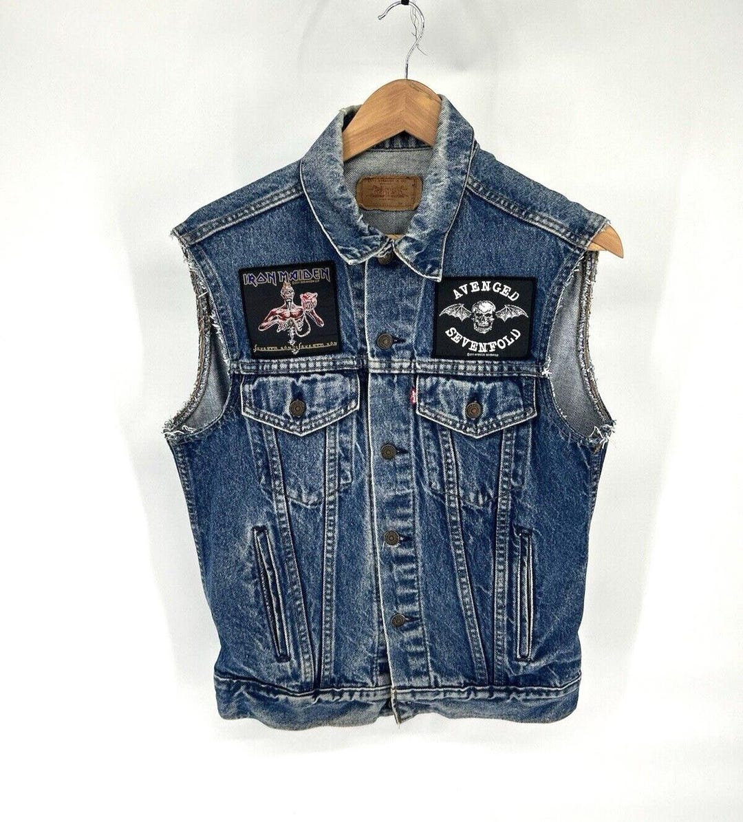 1980s Levis Denim Jacket Sleeveless Battle Vest Made in USA Rock ...