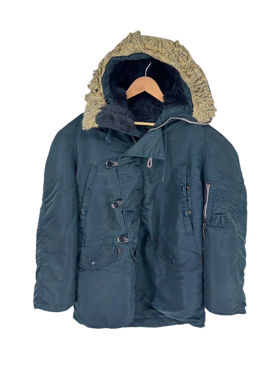 Alpha Industries N3B Parka Blue Military Coat Made in USA Vintage Army ...