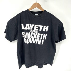 Vintage WWF T Shirt the Rock Wrestling 1999 Layeth the Smaketh Down ...