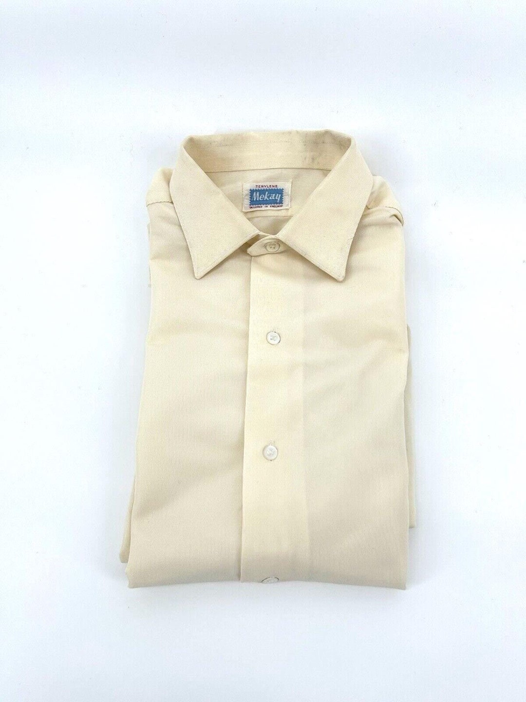 1950s 60s Mekay Shirt Cream Terylene Made in England 15'' Small - Etsy