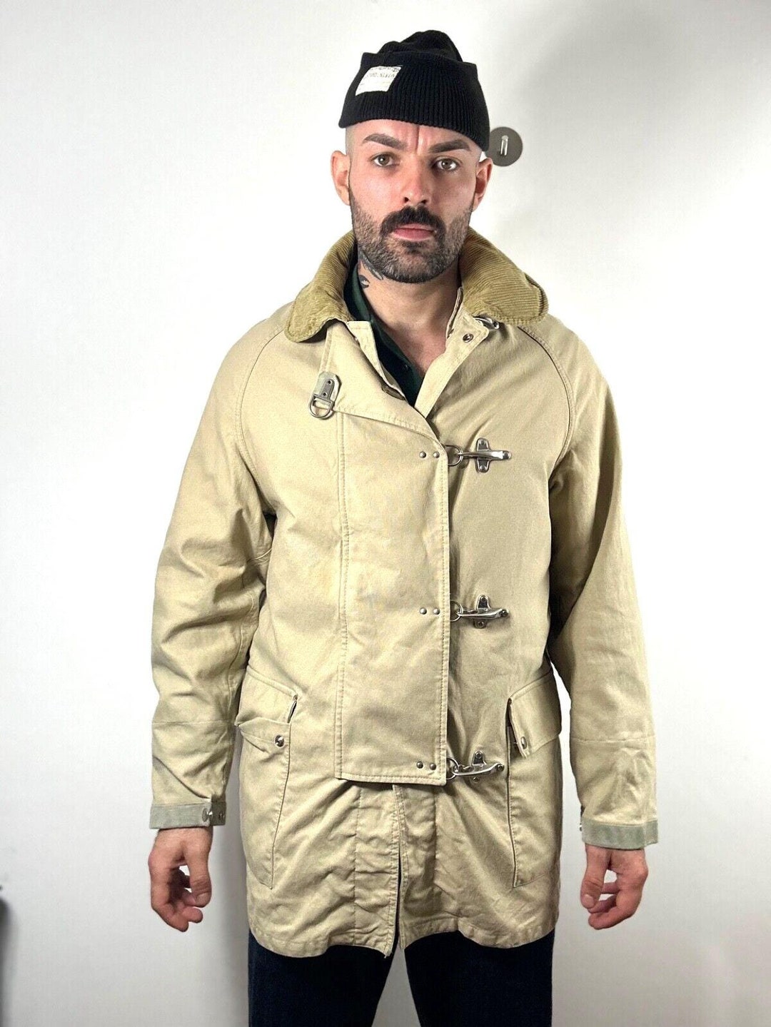 Aquascutum Mens Fireman Coat Lobster Clasp Made in Italy Vintage 80s ...