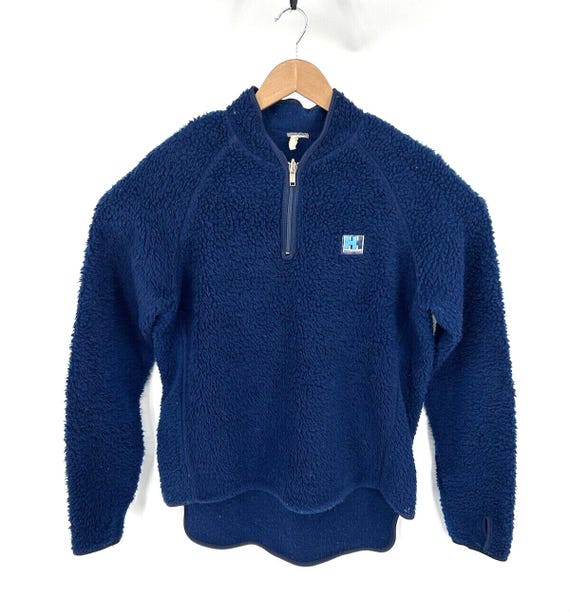 1970s Helly Hansen deep pile fleece Blue zip sherpa h… - Gem
