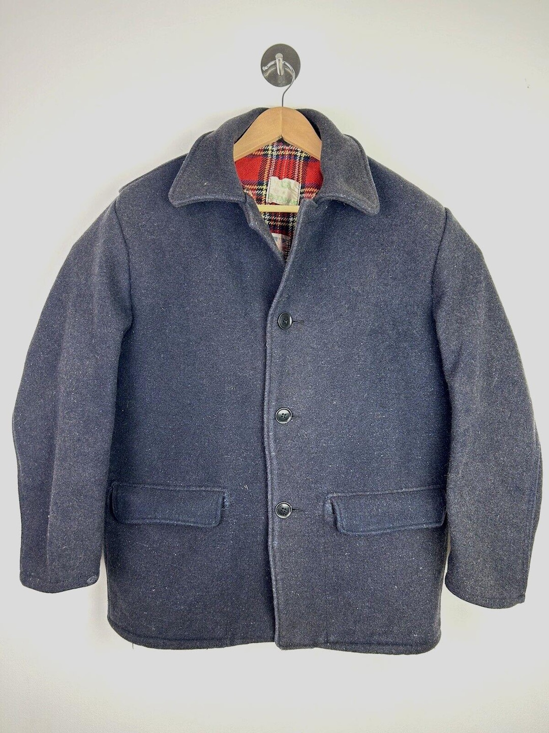 1970s Donkey Jacket Navy Blue Wool Made in England Chore Workwear Mens ...