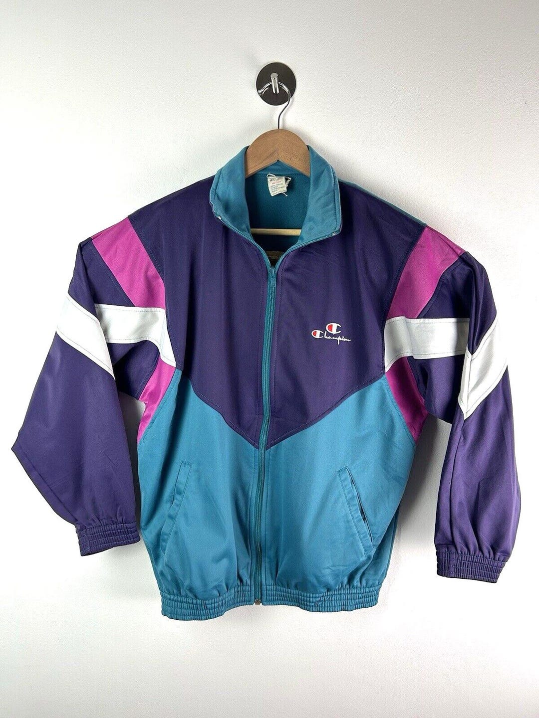 Champion 1980s Tracksuit Jacket Track Top Made in Italy Funky Rave Mens ...