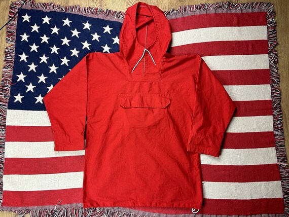 1960s smock anorak jacket Red hooded Mountain bushcra… - Gem