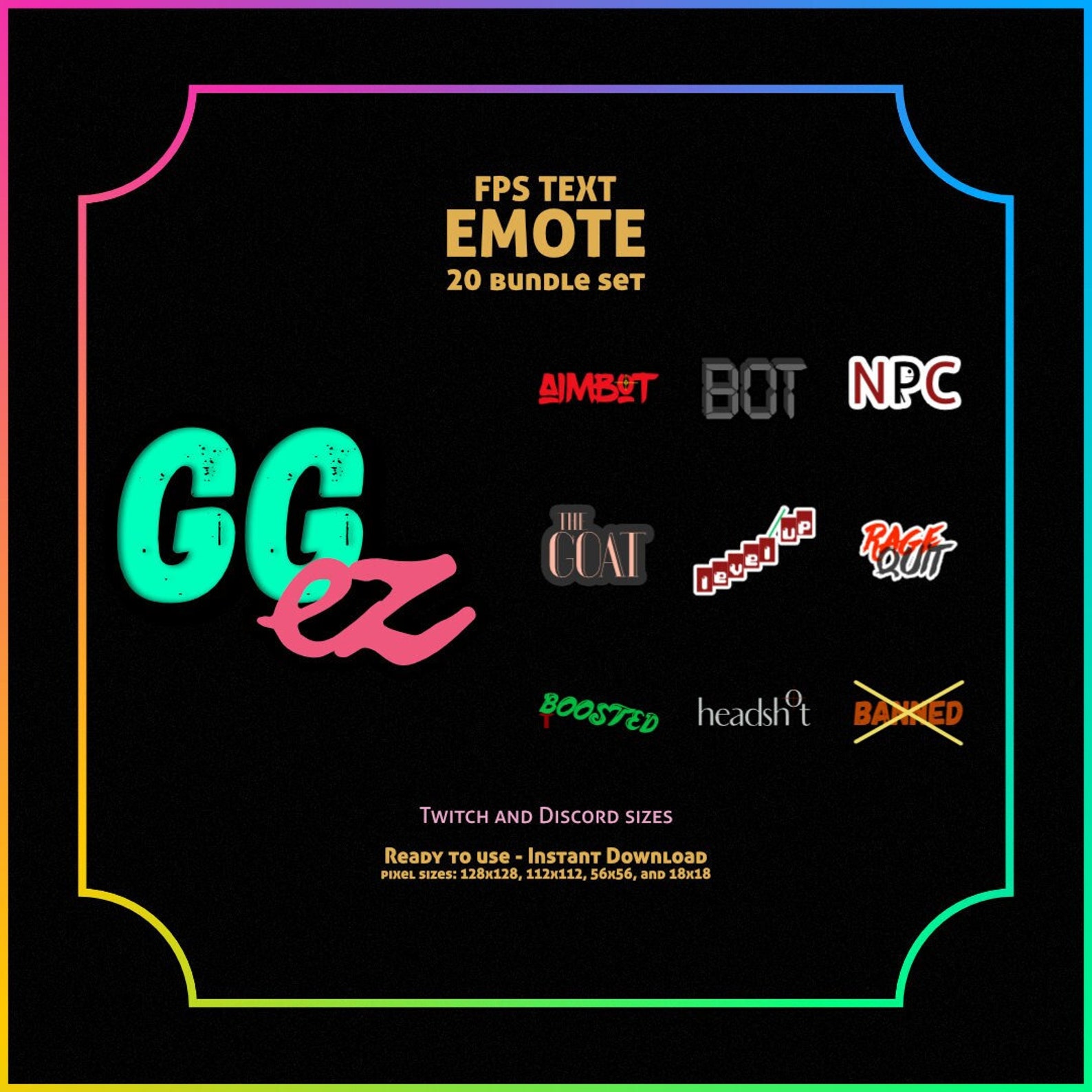 20 FPS Emotes for Twitch and Discord | Text Chat Emojis | Streamer ...