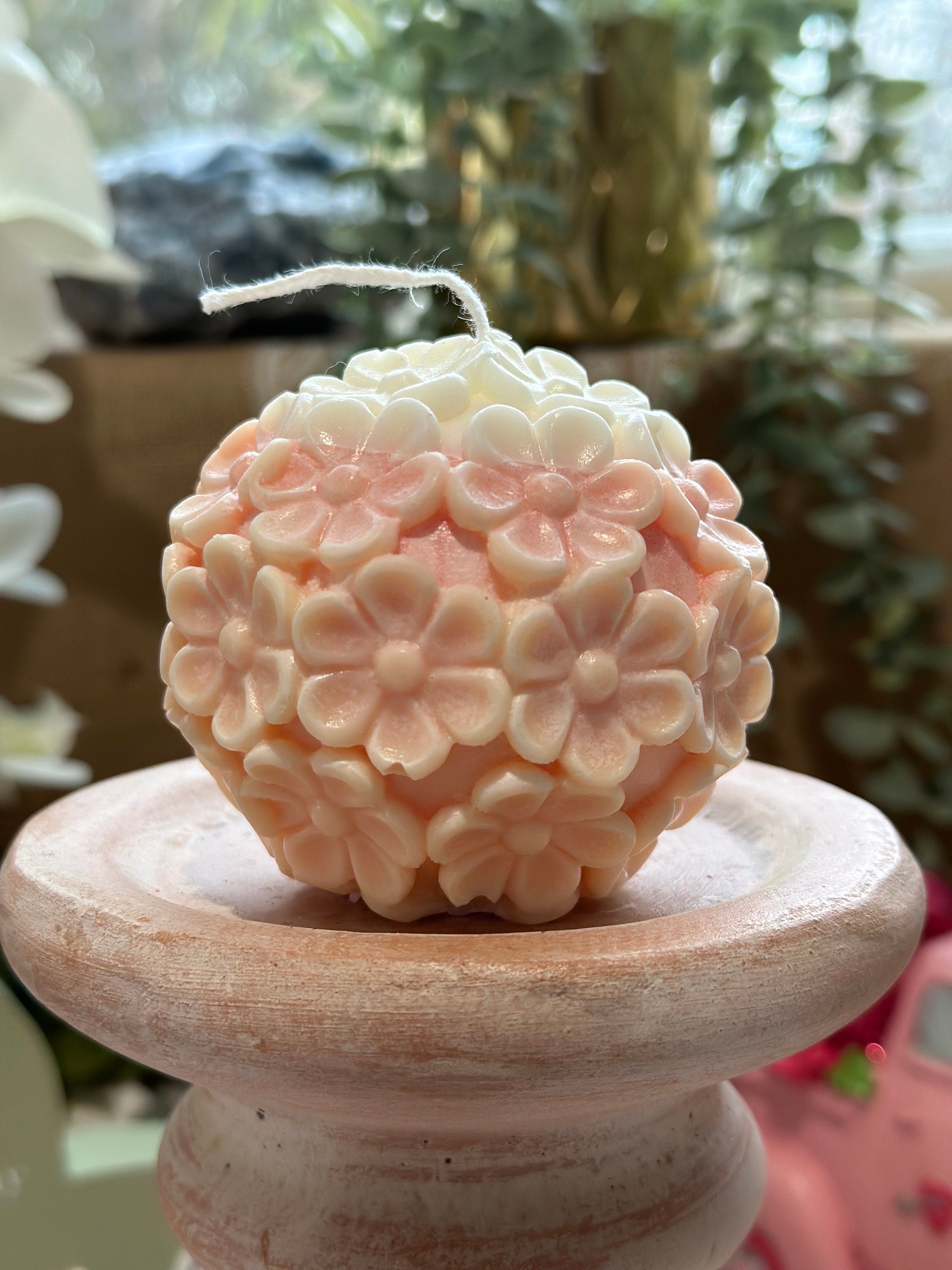 Floral Round Ball Candle, Floral Sphere Candle, Aromatherapy Sphere ...