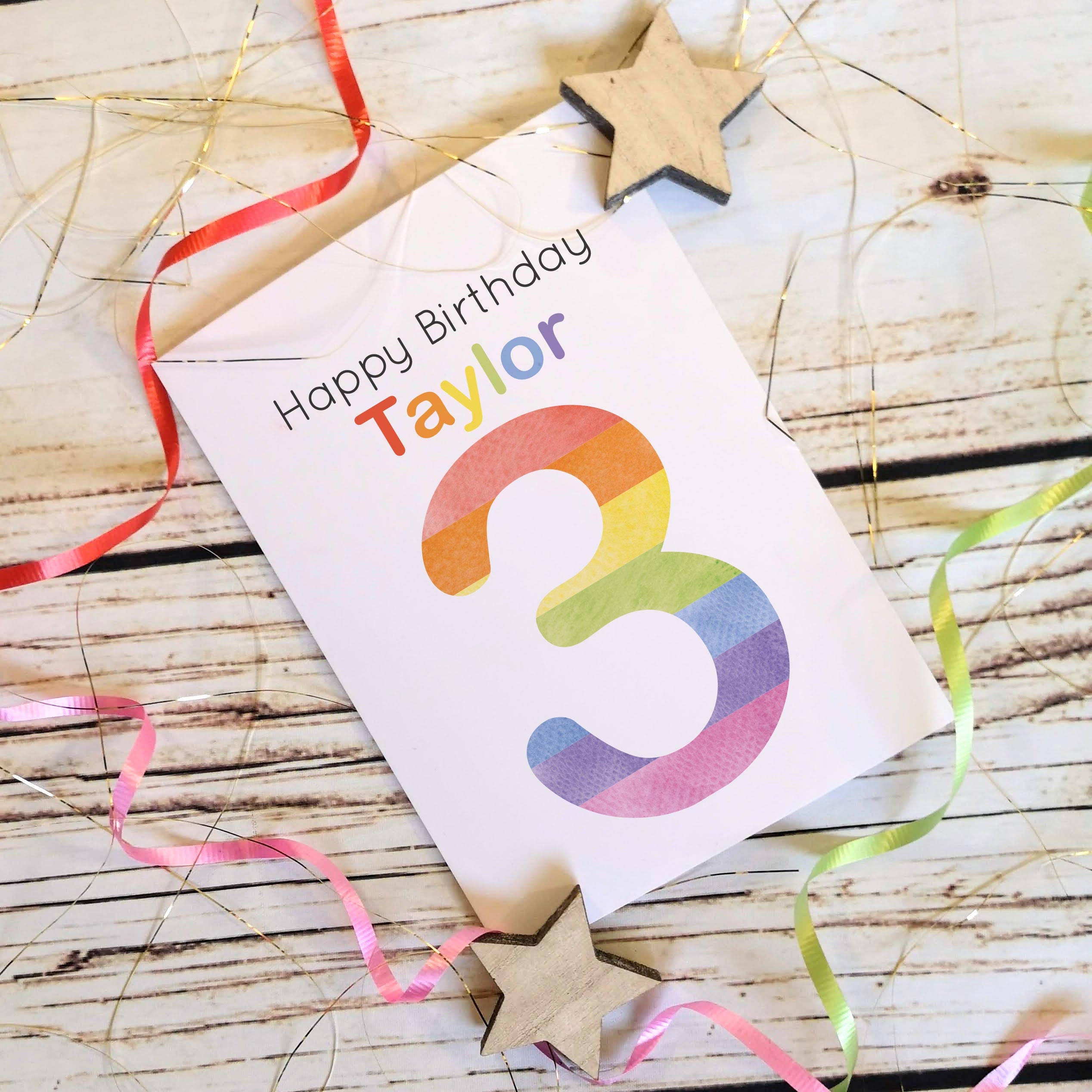 Rainbow Birthday Card Personalised Rainbow Greetings Card - Etsy UK