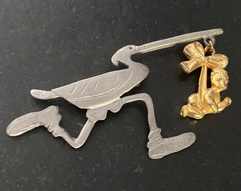 Baby Stork Pin - Etsy