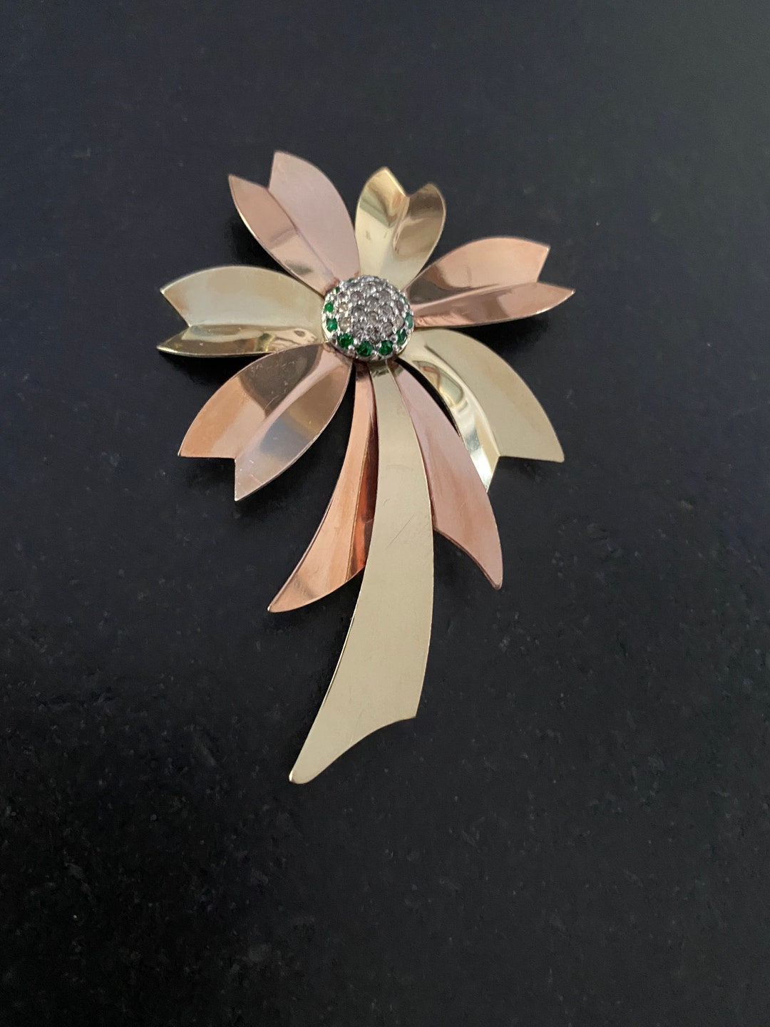 Vintage TAYLORD 12K Gold Filled Flower Brooch, Gold Plated Large Flower ...