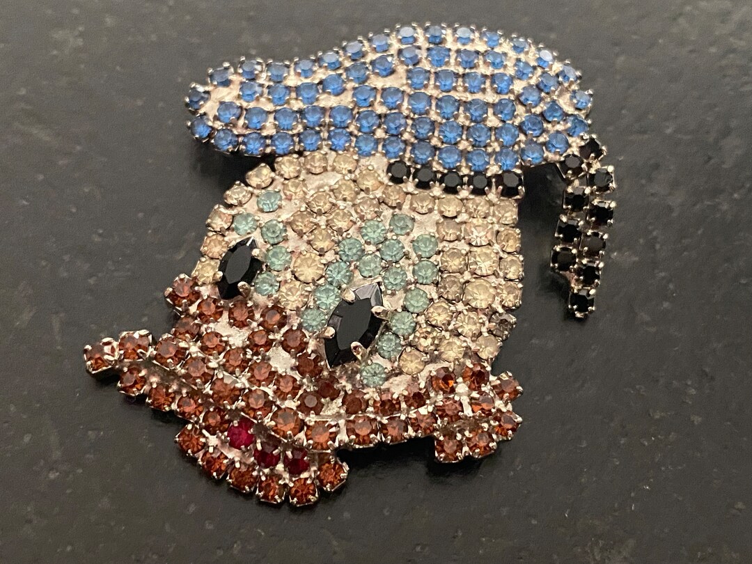 Vintage Disney Signed Donald Duck Head Rhinestone Brooch, Disney ...