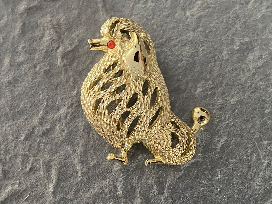 Vintage Sarah Coventry Poodle Dog Brooch, Signed Sarah Cov Gold Tone ...