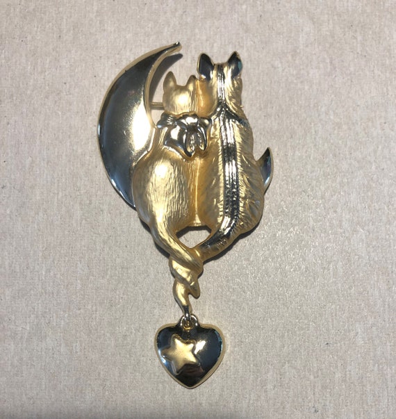 Vintage AJC Cattails Brooch. Lovely Cat Couple Brooch… - Gem