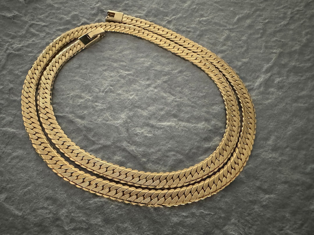 Classic Signed Korea Gold Metal Chain Necklace, Vintage Basic Necklace ...
