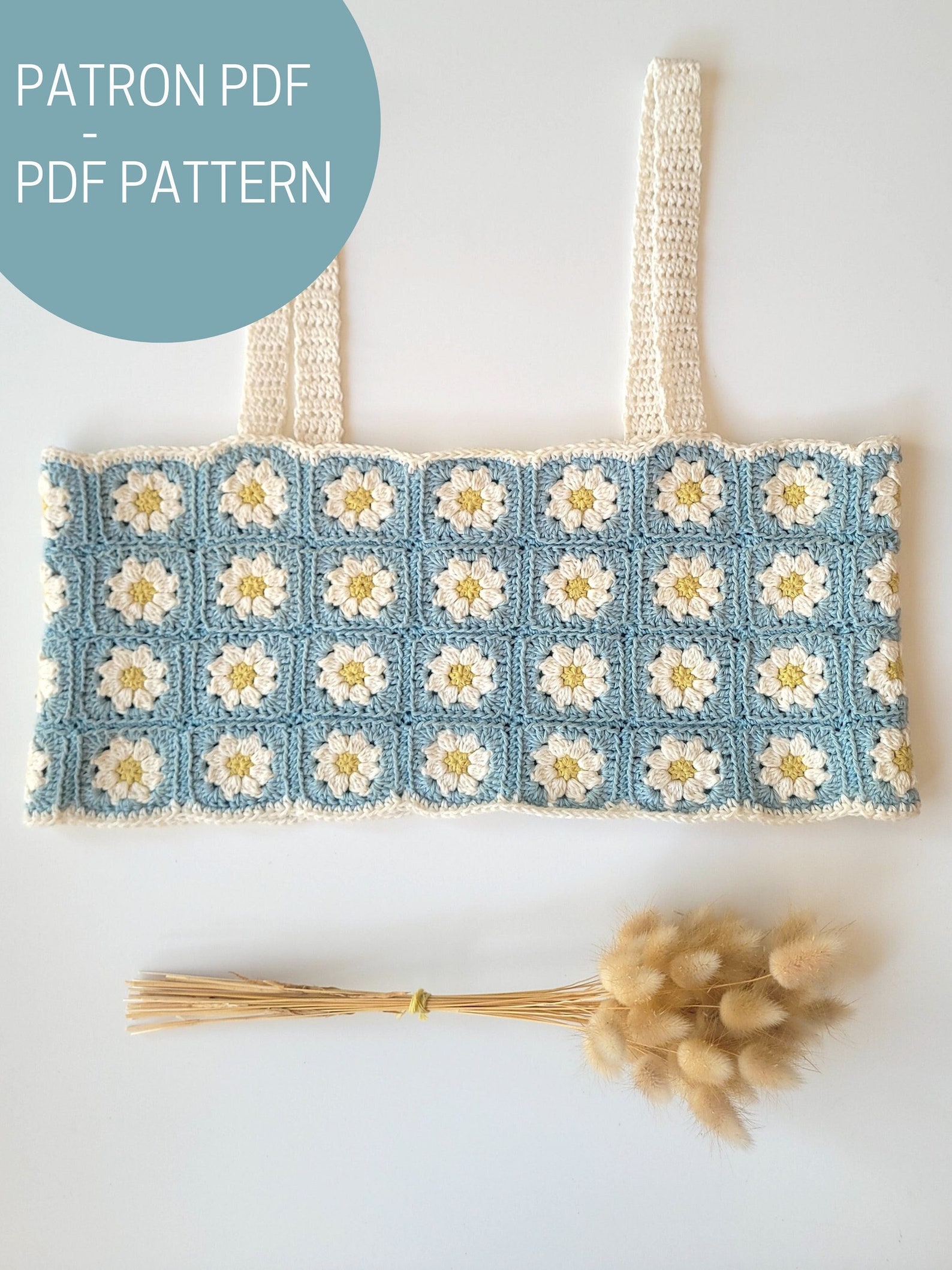 Crochet Granny Square Crop Top Pattern, PDF Tutorial to Crochet a ...